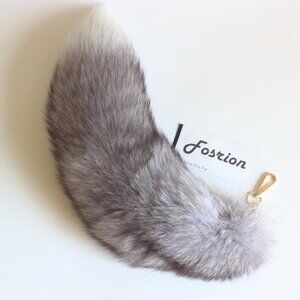 Accessories | Sky Grey Real Fox Tail Fur Keychain Clasp Fashion Charm ...